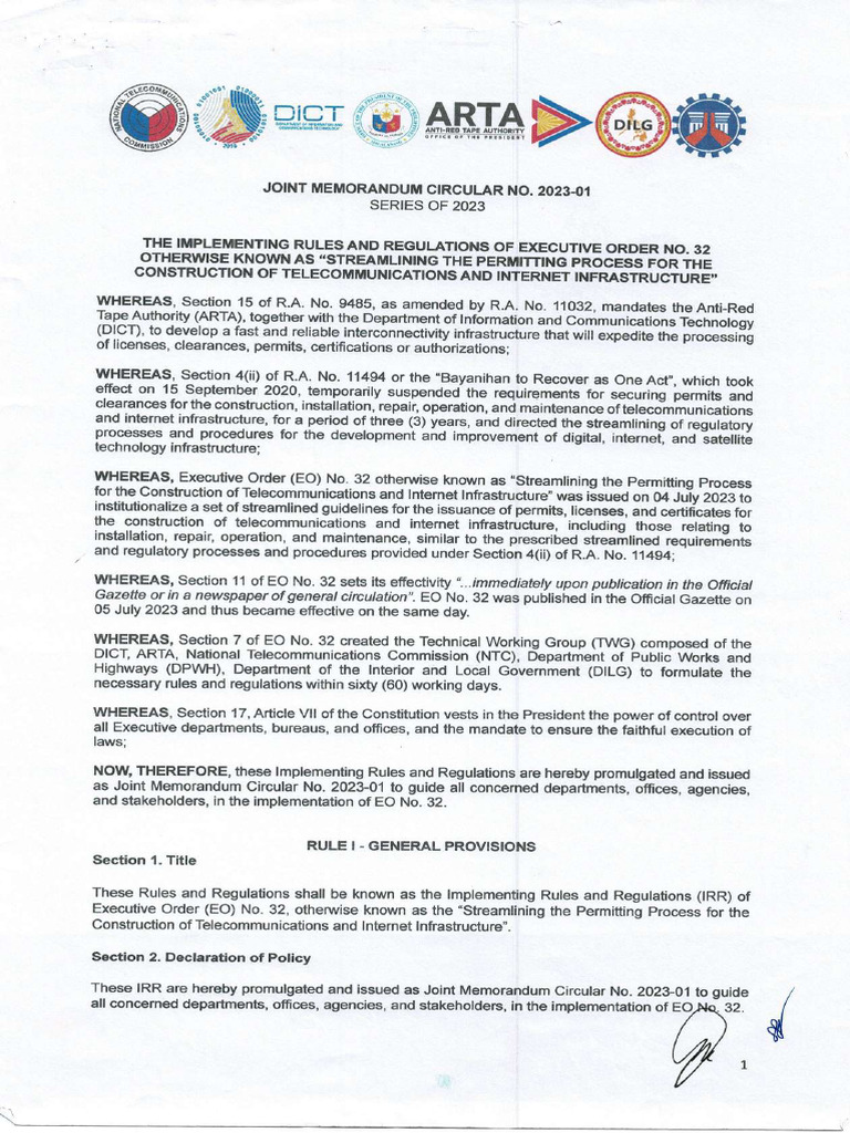 Joint Memorandum Circular No 001 S 2023 | PDF