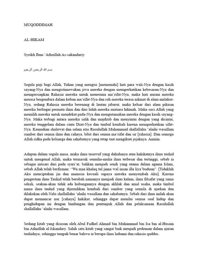 Pemahaman Tasawuf dalam Al-Hikam | PDF | Kajian Bahasa Asing