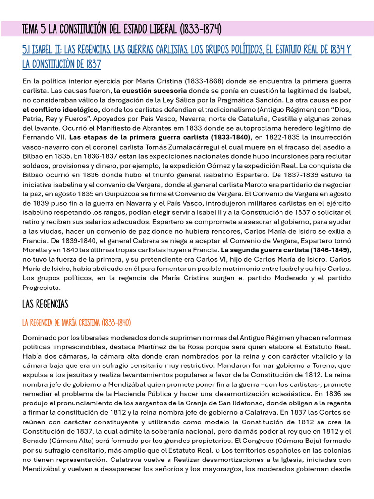 Tema 5 La Constitución Del Estado Liberal | PDF | España | Política de ...