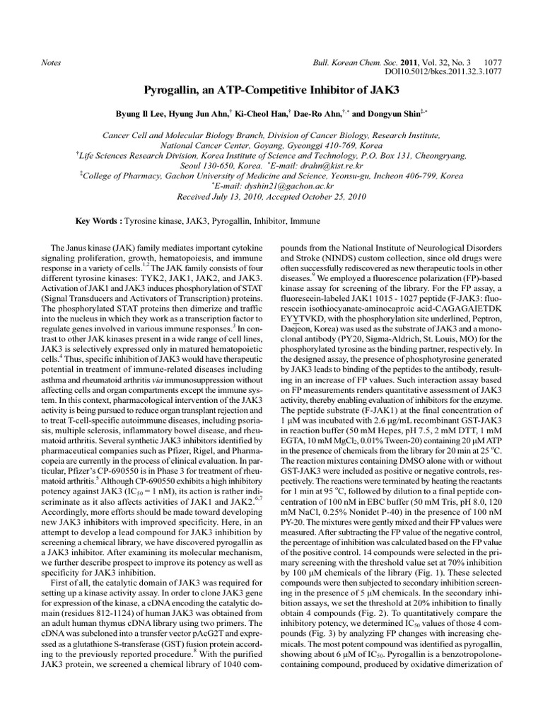 Pyrogallin An ATP Competitive Inhibitor | PDF | Enzyme Inhibitor | Cell ...