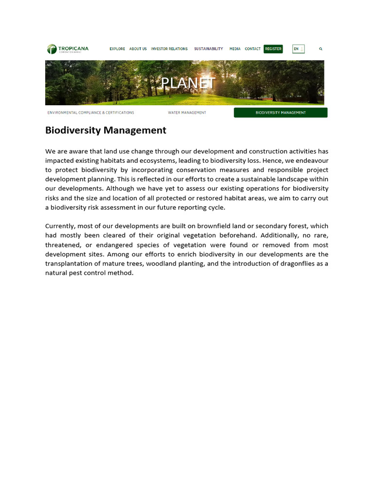 C. Biodiversity Management | PDF | Biodiversity | Dragonfly