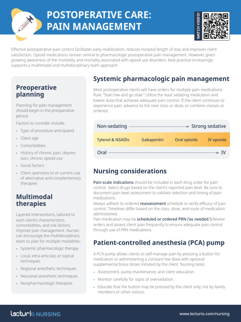 Nursing CS Postoperative Care Pain Management 02 | PDF | Pain ...