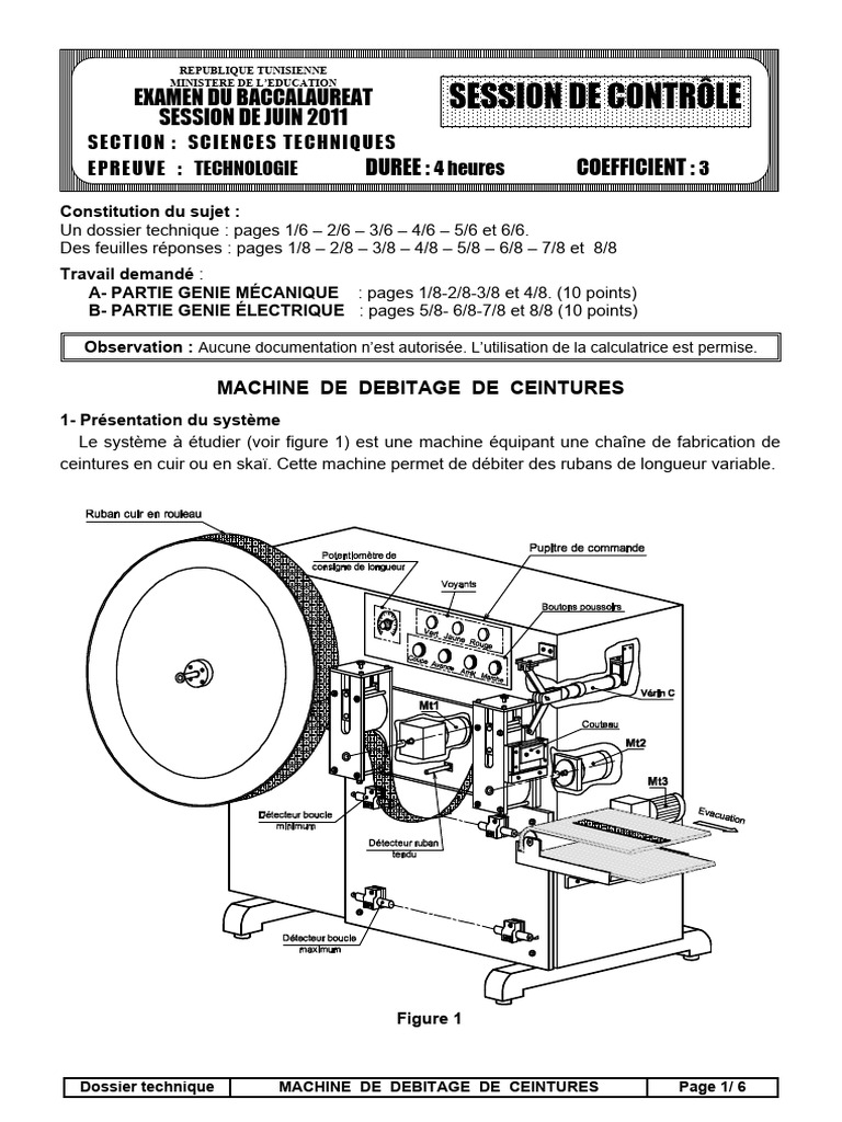 Dossier Technique : Machine à Débiter des Ceintures | PDF | Machine ...
