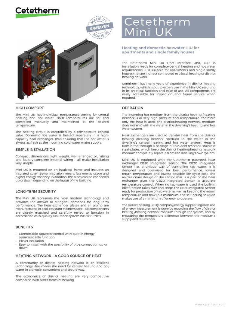 Cetetherm Mini UK 2021-03 Brochure | PDF | Water Heating | Heat