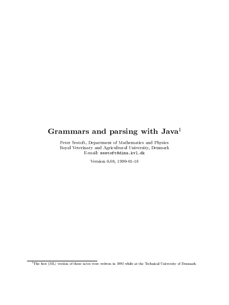 Parsing With Java | PDF | Parsing | Linguistics Parsing With Java | PDF | Parsing | Linguistics