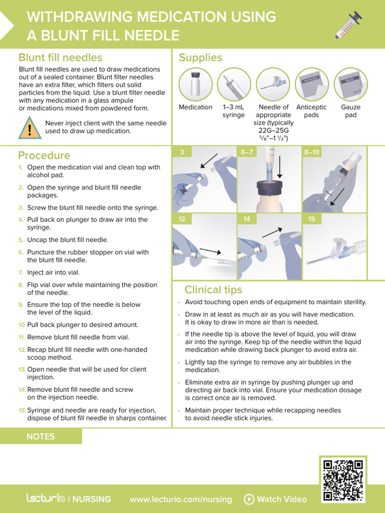Nursing CS Withdrawing Medication Using a Blunt Fill Needle 03 | PDF ...