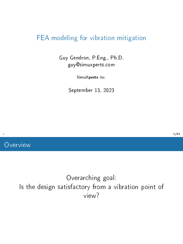 FEA modeling for vibration mitigation - Webinar #1 | Download Free PDF ...