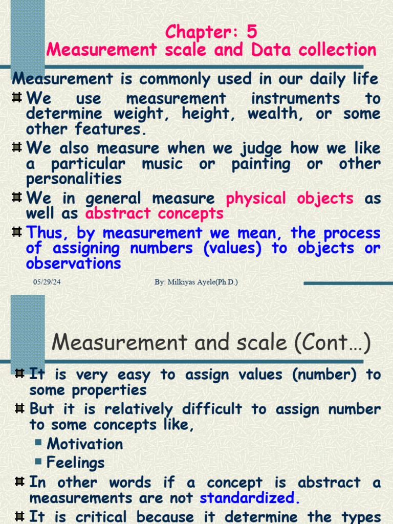 Chapter 5 Measurement Scale & Data Collection Method | PDF | Level Of Measurement | Validity ...