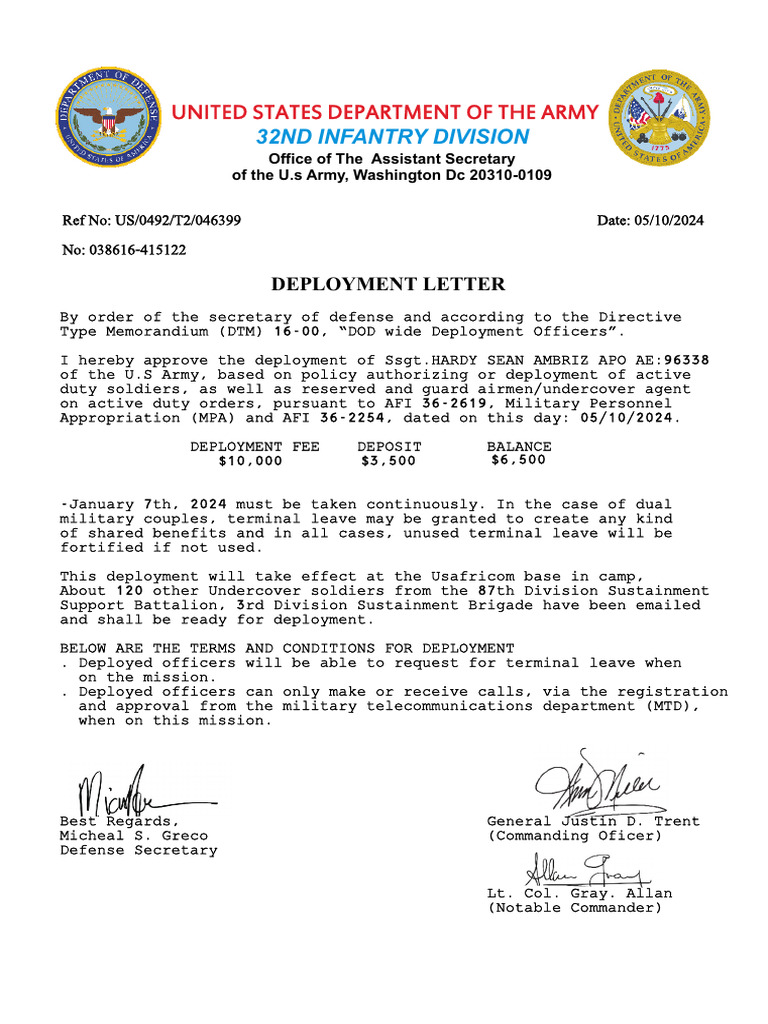 Deployment Letter Us | PDF