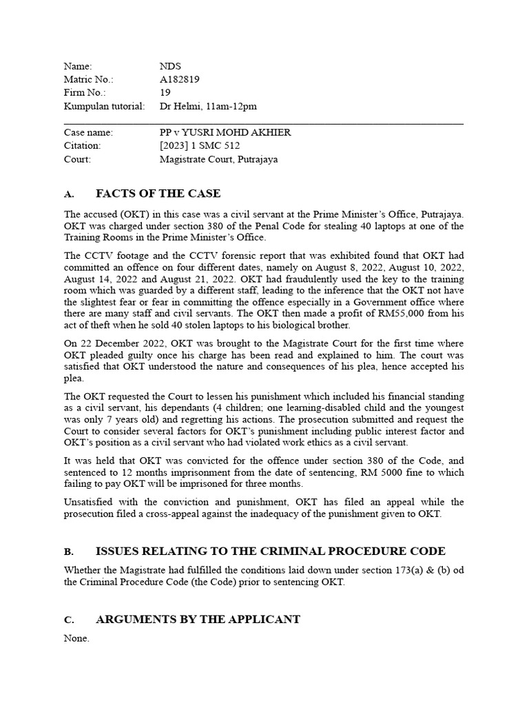 Case Summary On Summary Trial CPC | PDF | Plea | Criminal Procedure In ...