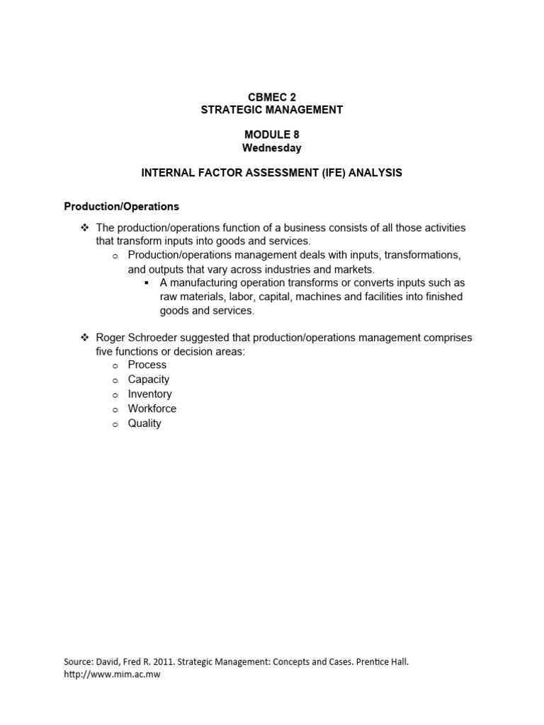 17 CBMEC 2 - Internal Factor Assessment (IFE) Analysis (Mod 8 WED ...
