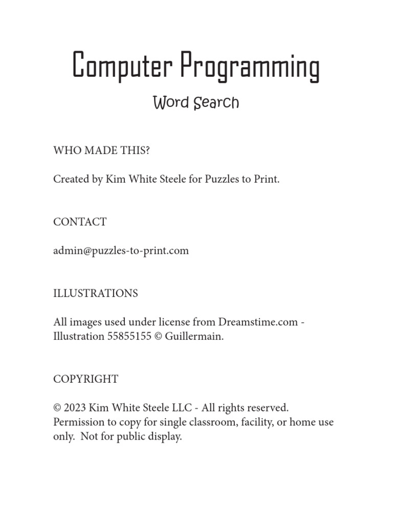 Computer Programming Terms Word Search Pdf Word Search Business Law 