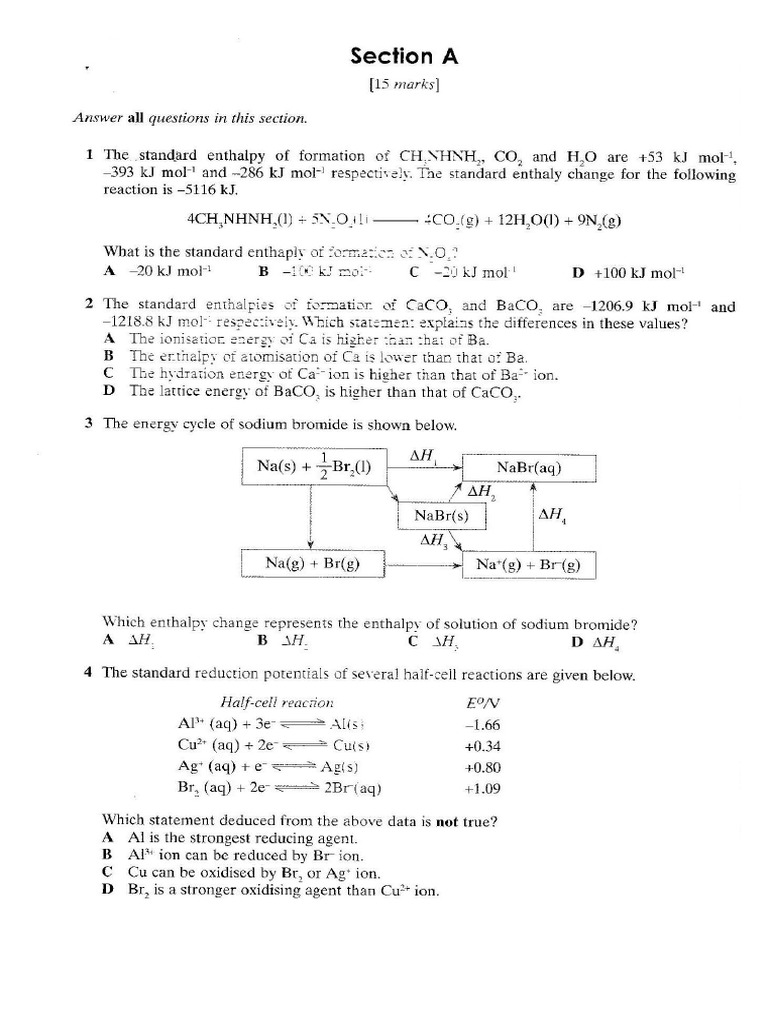 Chemistry Sem 2 Actual Question 2013 | PDF Chemistry Sem 2 Actual Question 2013 | PDF