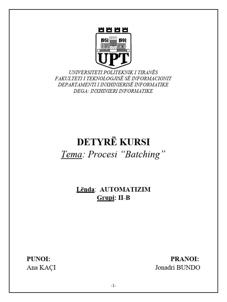 Detyre Kursi-Automatizim | PDF