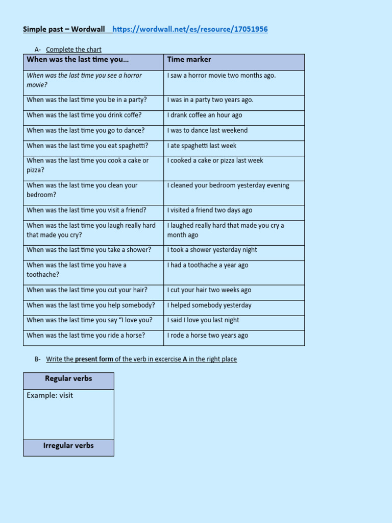 Simple past Wordwall | PDF