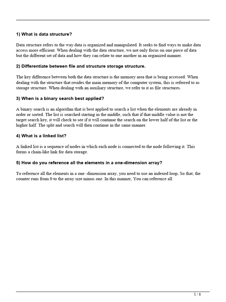 Data Structure Interview Question | PDF | Queue (Abstract Data Type) | Pointer (Computer ...