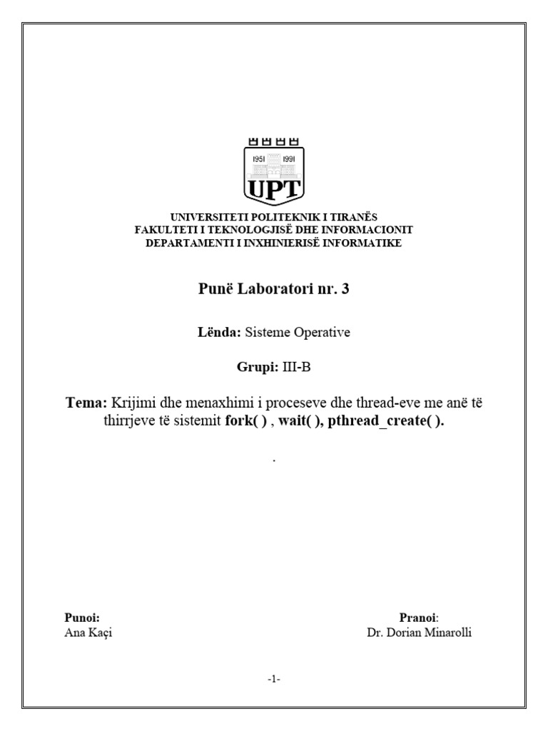 Lab 3 Sisteme Operative | PDF