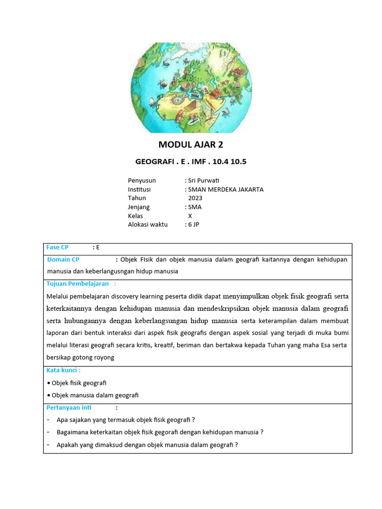 Contoh Modul Ajar Geografi | PDF | Sains & Matematika