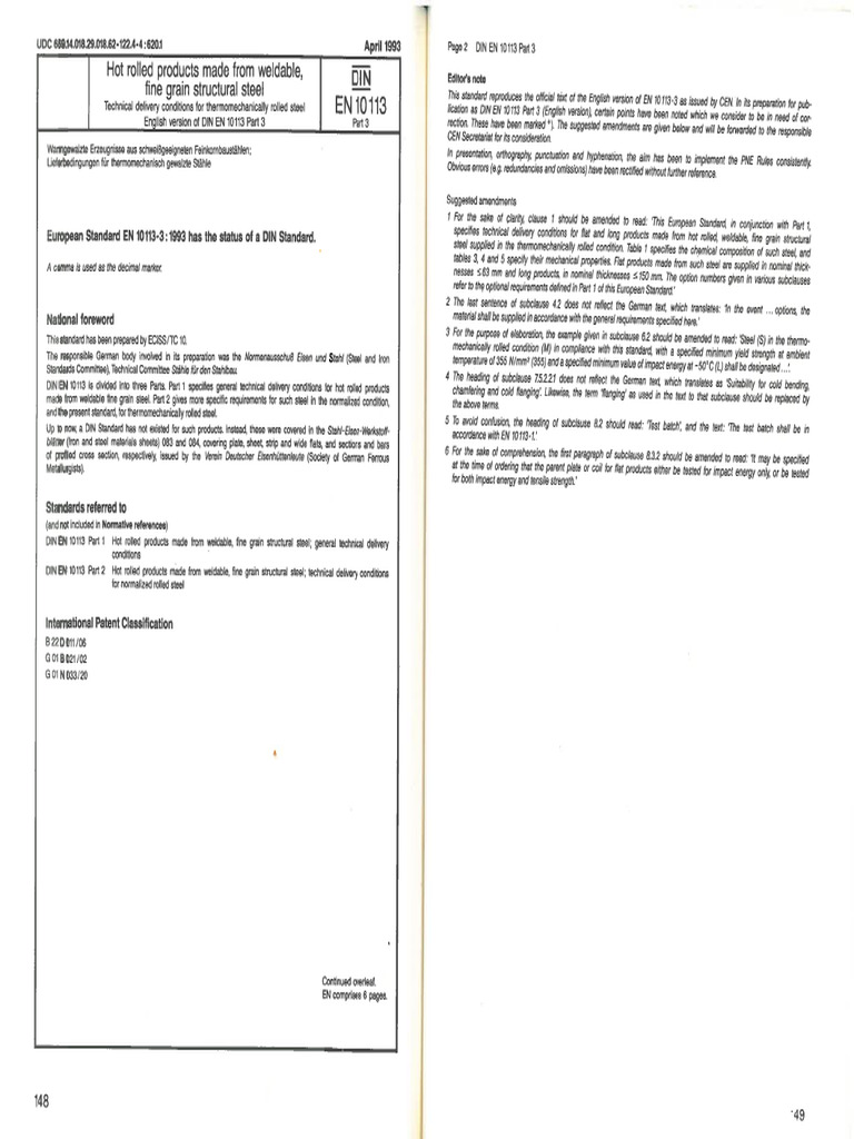 DIN EN 10113-3-(1993-04)-(HR from weldable-fine grain structural steel-Termomechanical rolled) | PDF