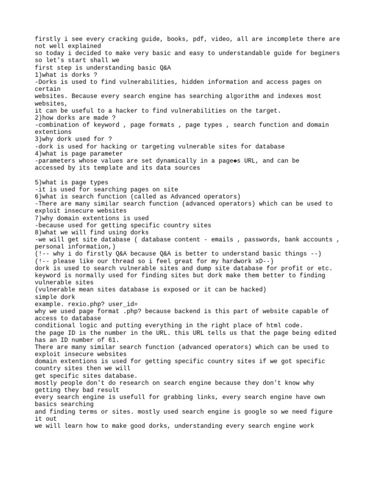 Understand How Dorks Work | PDF | Search Engine Optimization | Databases