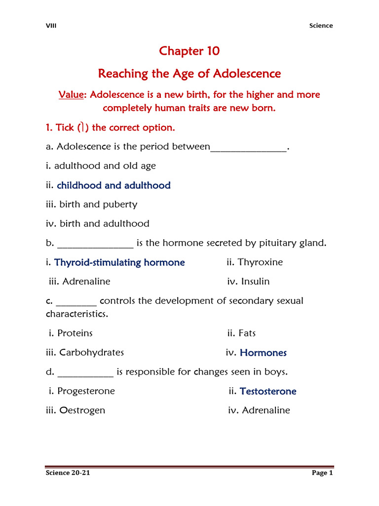 Reaching The Age Of Adolescence Pdf Puberty Ovary