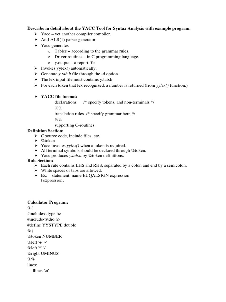YACC | PDF | Computers