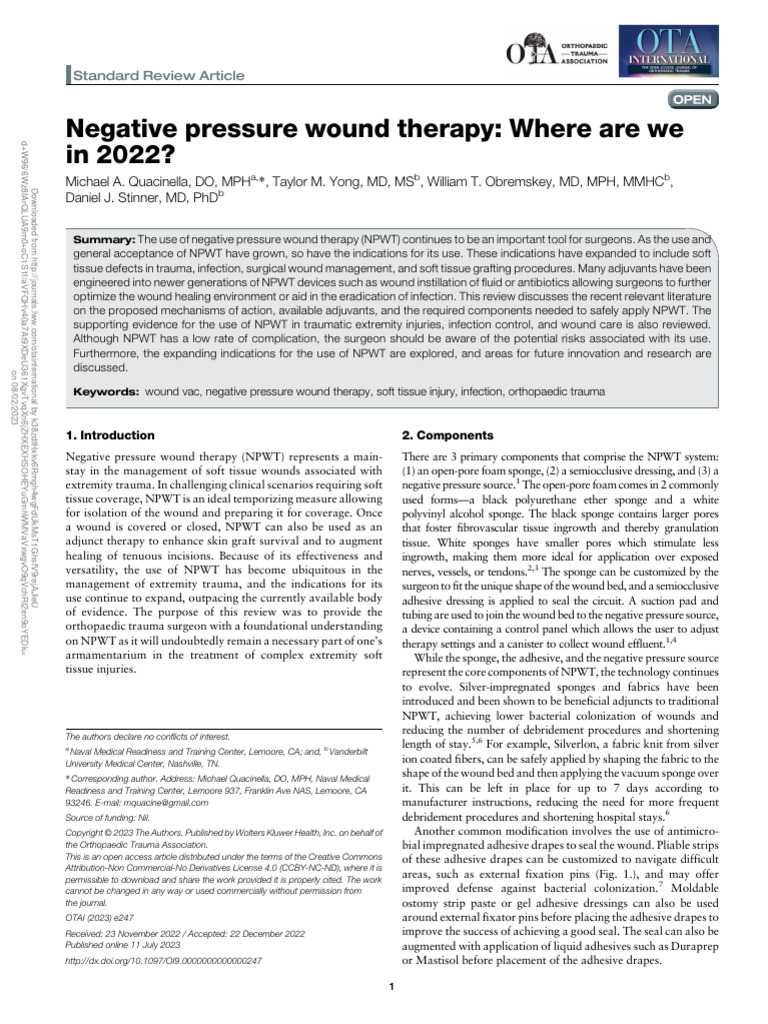 NPWT Advances and Applications 2022 | PDF | Wound | Surgery