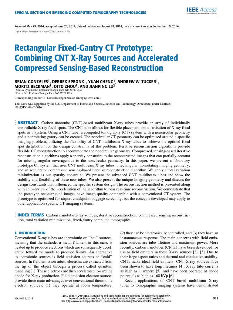 Rectangular Fixed-Gantry CT Prototype - Combining CNT X-Ray Sources and ... Rectangular Fixed-Gantry CT Prototype - Combining CNT X-Ray Sources and ...