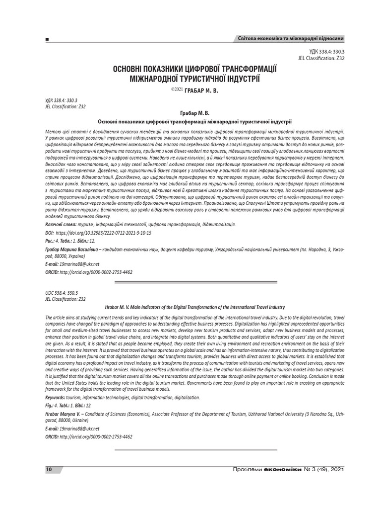 Main Indicators of The Digital Transformation of The International ...