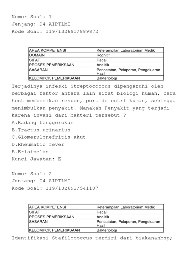 Paket Soal D4 TLM Poltekkes Mataram | PDF