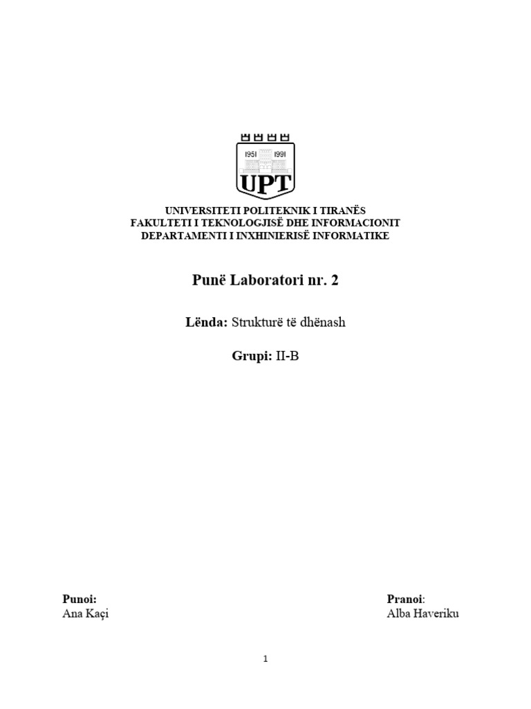 Laborator 2 - Strukture Te Dhenash | PDF