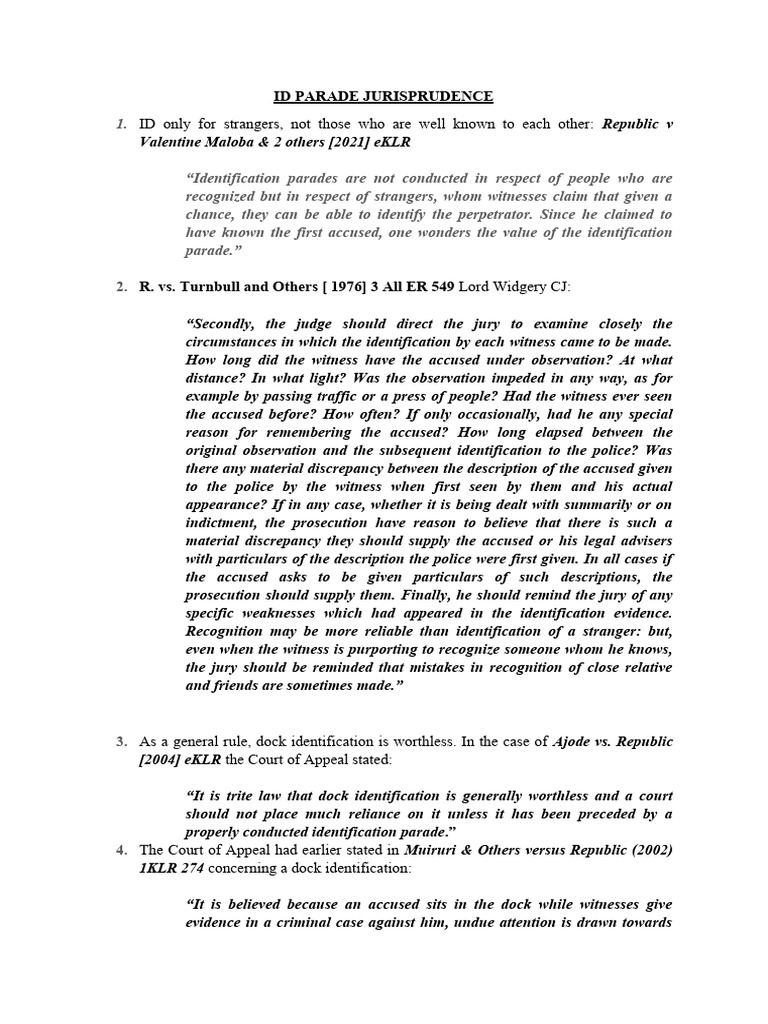 Id Parade Jurisprudence | PDF | Witness | Evidence