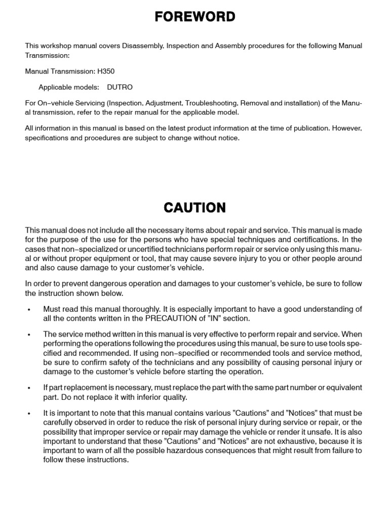 Foreword | PDF | Manual Transmission | Axle