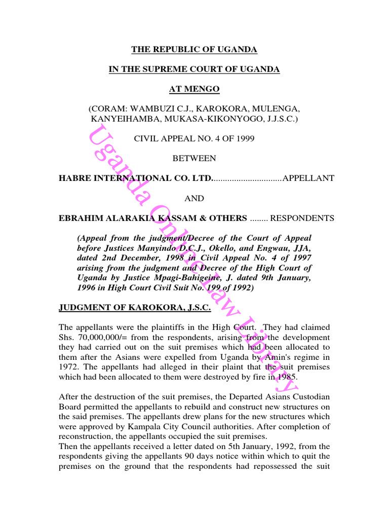 Karokora Judgment on Property Compensation | PDF | Appeal | Appellate Court