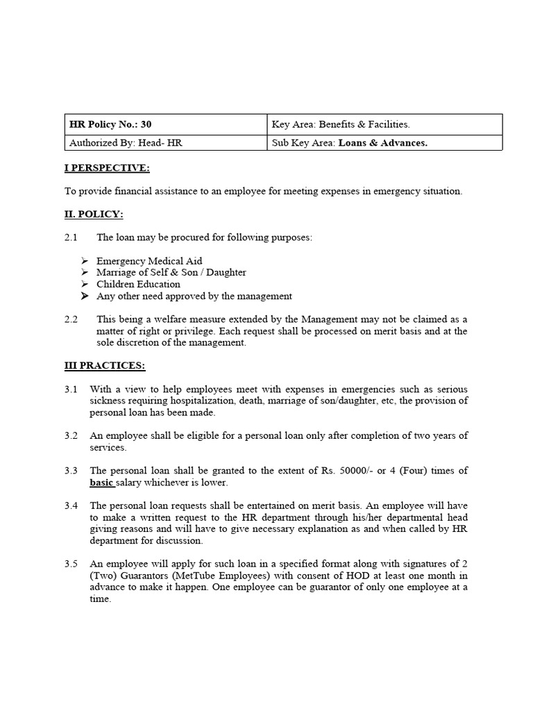 SOP (Loans & Advances) | Download Free PDF | Loans | Salary