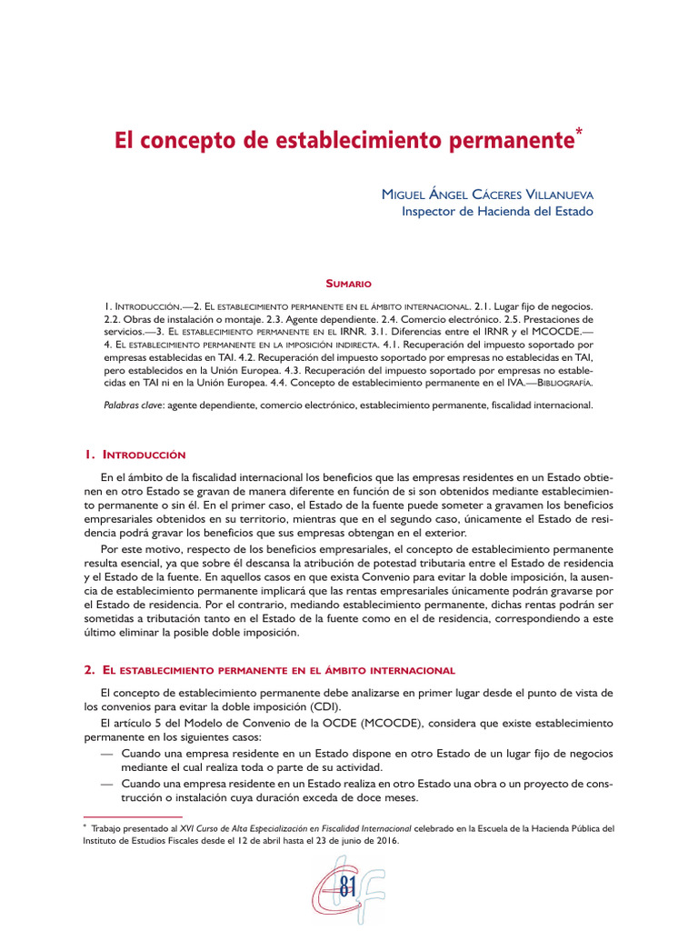 Establecimiento Permanente: Claves | PDF | Impuestos | Estado (política)