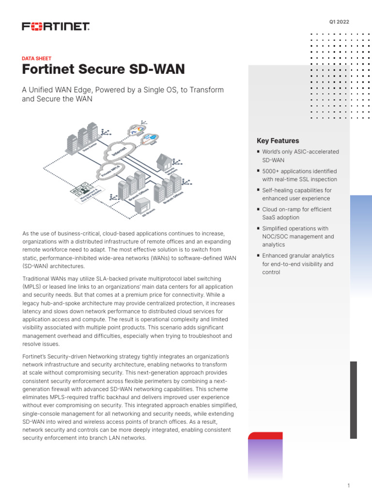 Fortinet Secure Sdwan | PDF | Computer Network | Cloud Computing