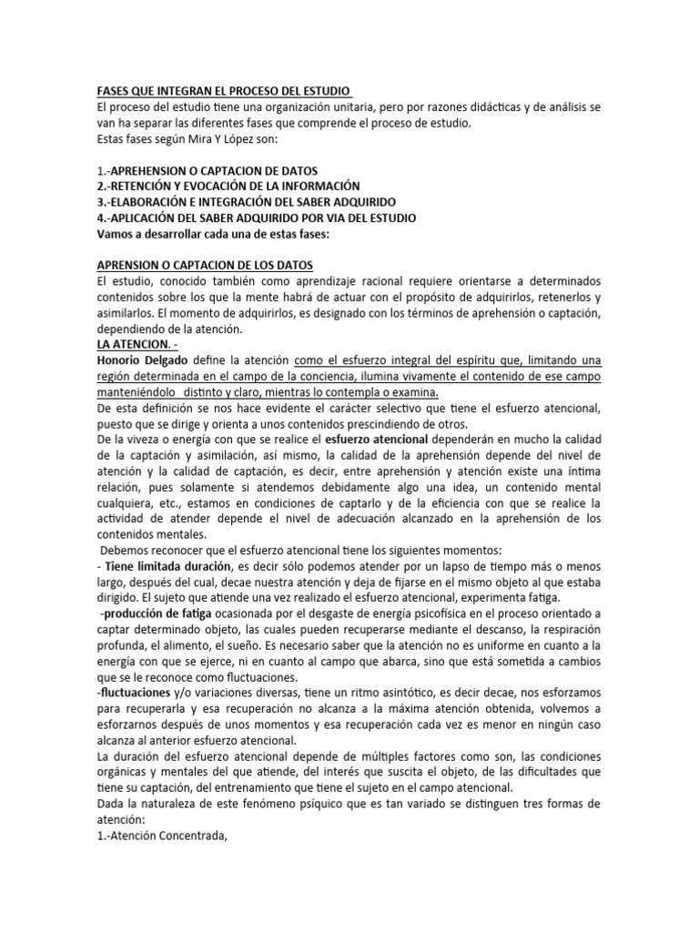 Fases Que Comprenden El Proceso Del Estudio, La Aprehencion | PDF ...