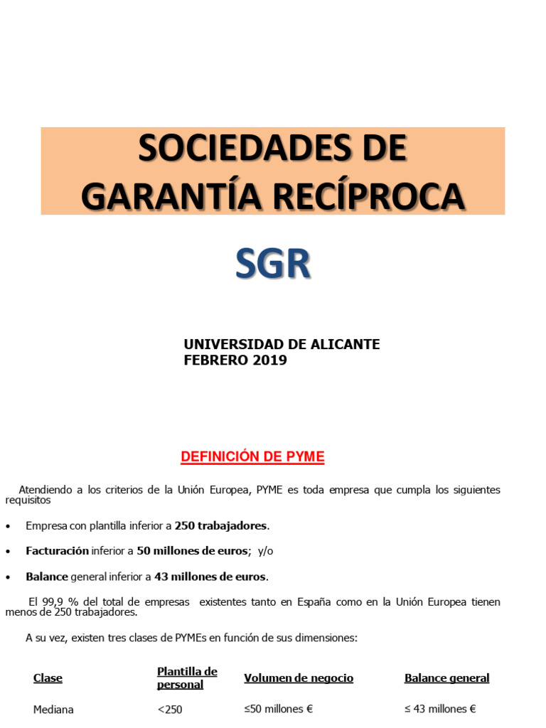 SGR 2019 Universidad Alicante | PDF | Pequeñas y medianas empresas | Bancos