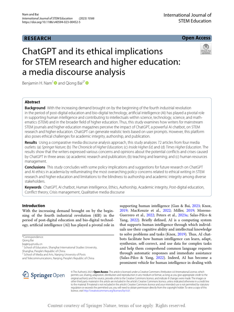 ChatGPT_and_its_ethical_implications_for_STEM_rese | Download Free PDF | Artificial Intelligence ...