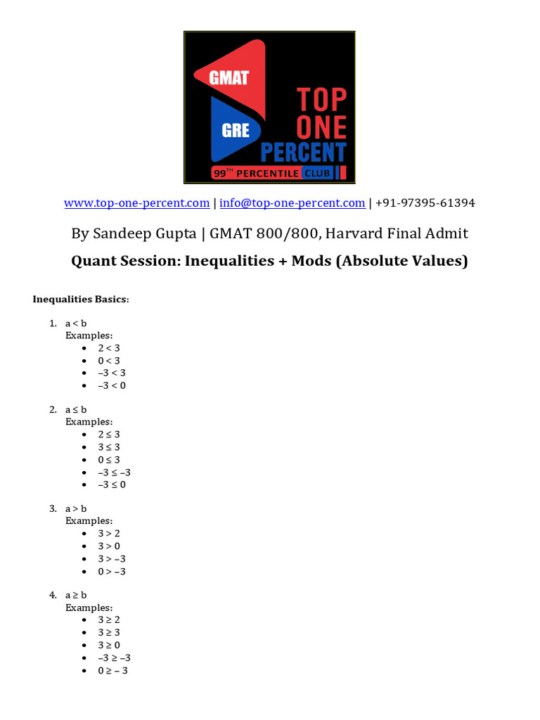 Inequalities+Mods Concept Sheet | PDF | Inequality (Mathematics ...