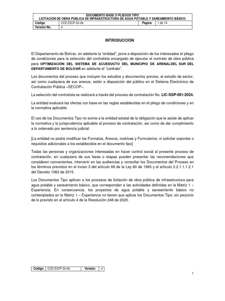 DEFINITIVO Documento Base o Pliegos Tipo CCE-EICP-GI-09 (Obra Pública) APSAB (1) - 19 Abr | PDF ...