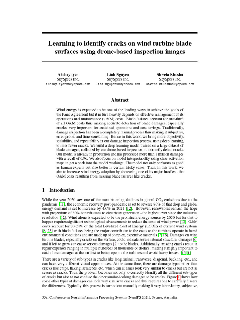 Learning To Identify Cracks On Wind Turbine Blade Surfaces Using Drone ... Learning To Identify Cracks On Wind Turbine Blade Surfaces Using Drone ...