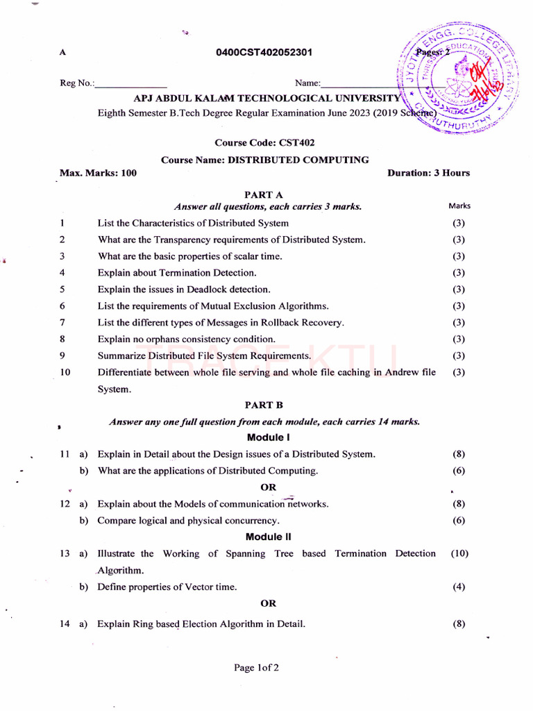 CST402 Distributed Computing, June 2023 | Download Free PDF ... CST402 Distributed Computing, June 2023 | Download Free PDF ...
