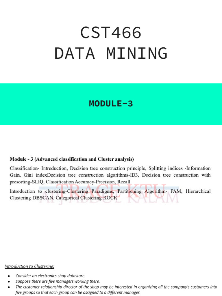 DATAMINING_MOD3 (3) | PDF | Cluster Analysis | Algorithms