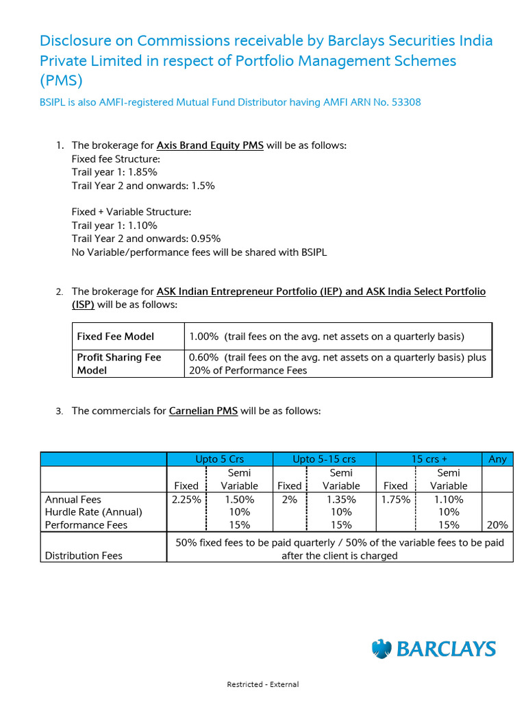 PMS-Commission-Disclosures | PDF | Mutual Funds | Securities (Finance)
