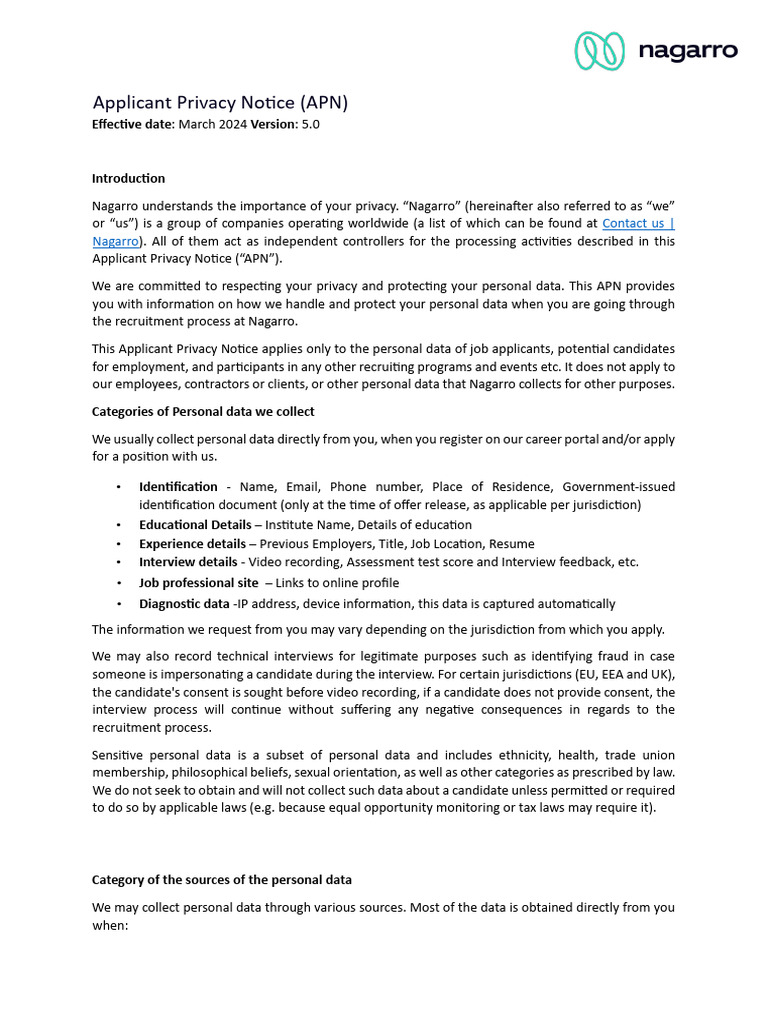 Applicant Privacy Notice-EN | PDF | Privacy | Recruitment