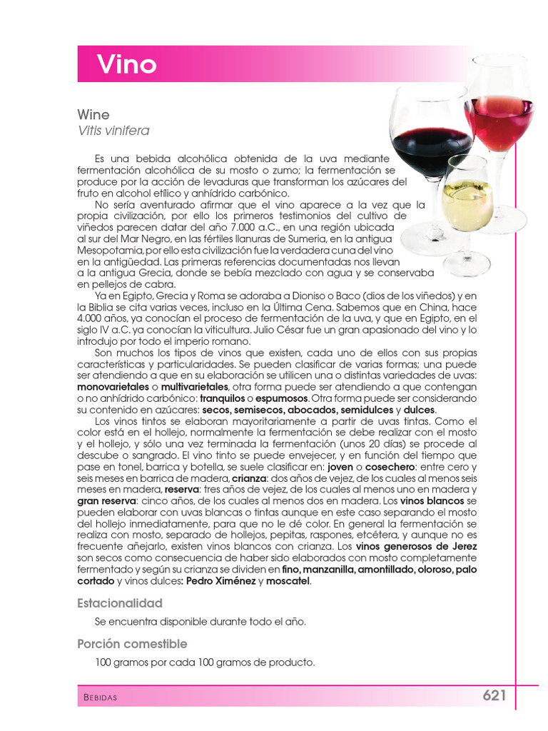 Documento informativo sobre el vino del Ministerio Agricultura, Pesca y Alimentación de España ...