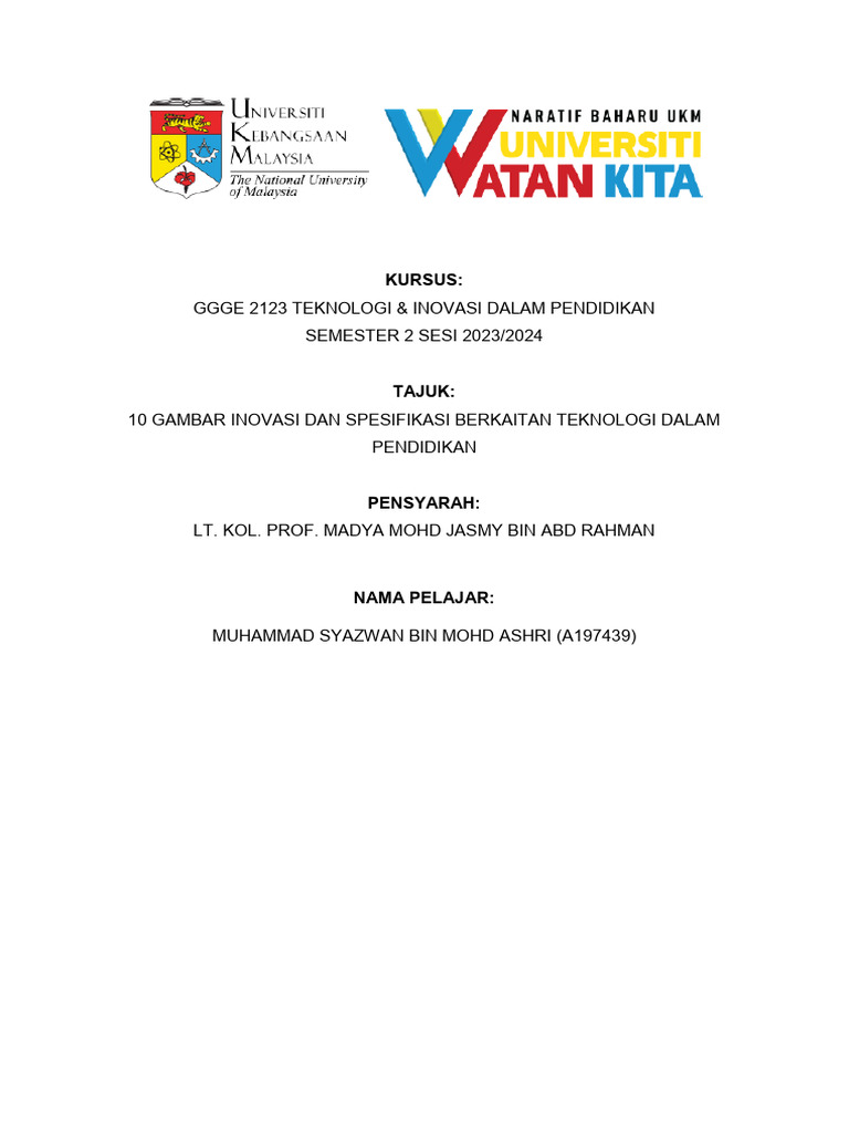 Tugasan 1 Individu Muhammad Syazwan Bin Mohd Ashri A197439 1 | PDF