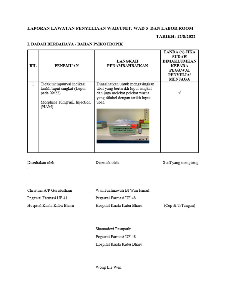 Laporan Lawatan Penyeliaan Wad 5 | PDF